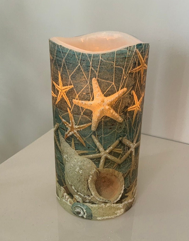 LED Candle "sea Stars" - 3D Effect Natural Sand - Sea Beach Ocean ...