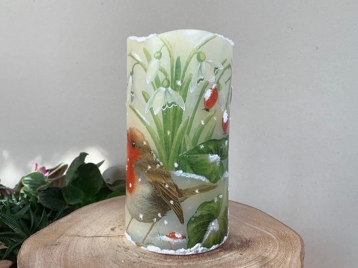 LED Candle "spring is Here" - 3D Effect - Wax Pillar Candle - Gift ...