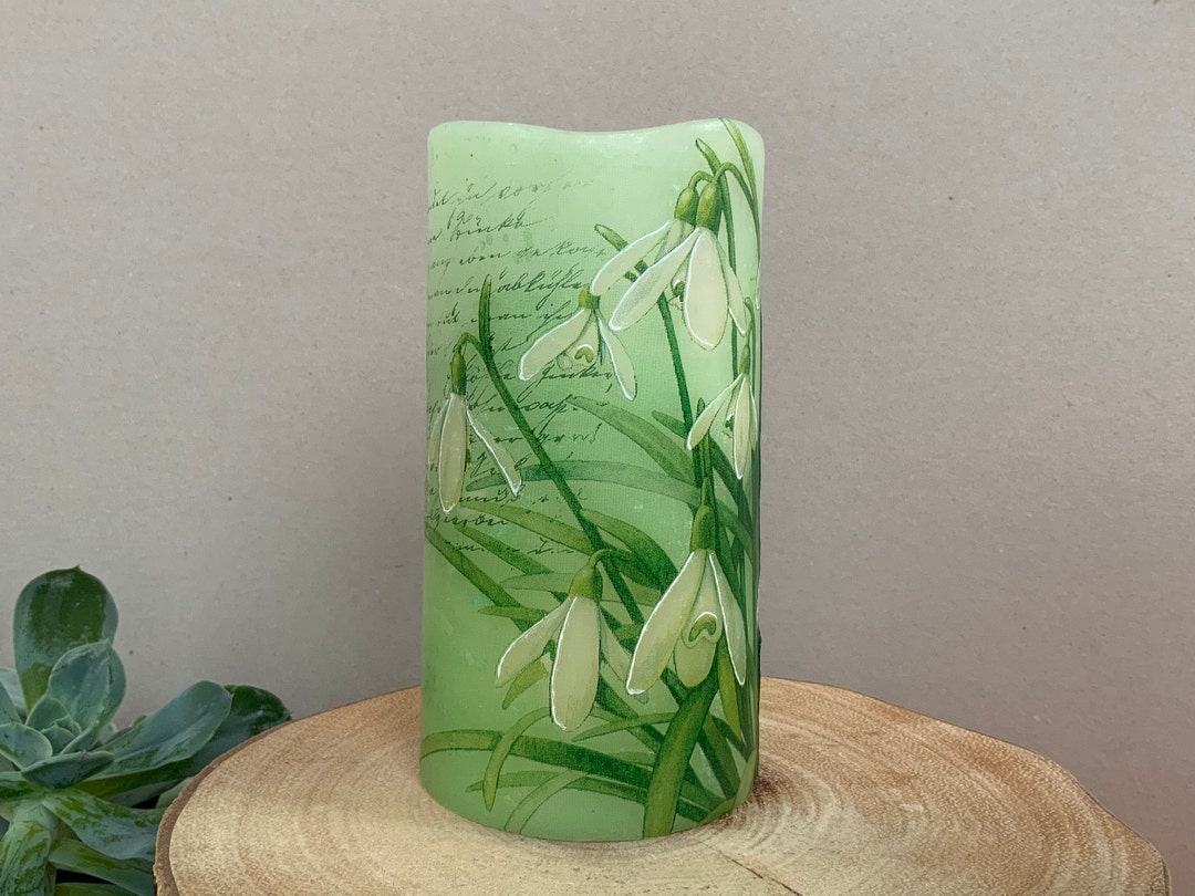 LED Candle Snowdrops letter snowdrop floral pillar candle Love gift ...