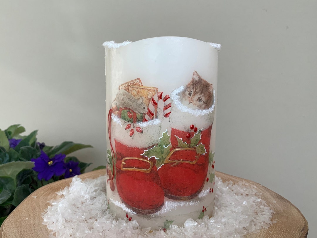 LED Candle "the Red Boots" - Wax Flameless Pillar Candle - Christmas ...