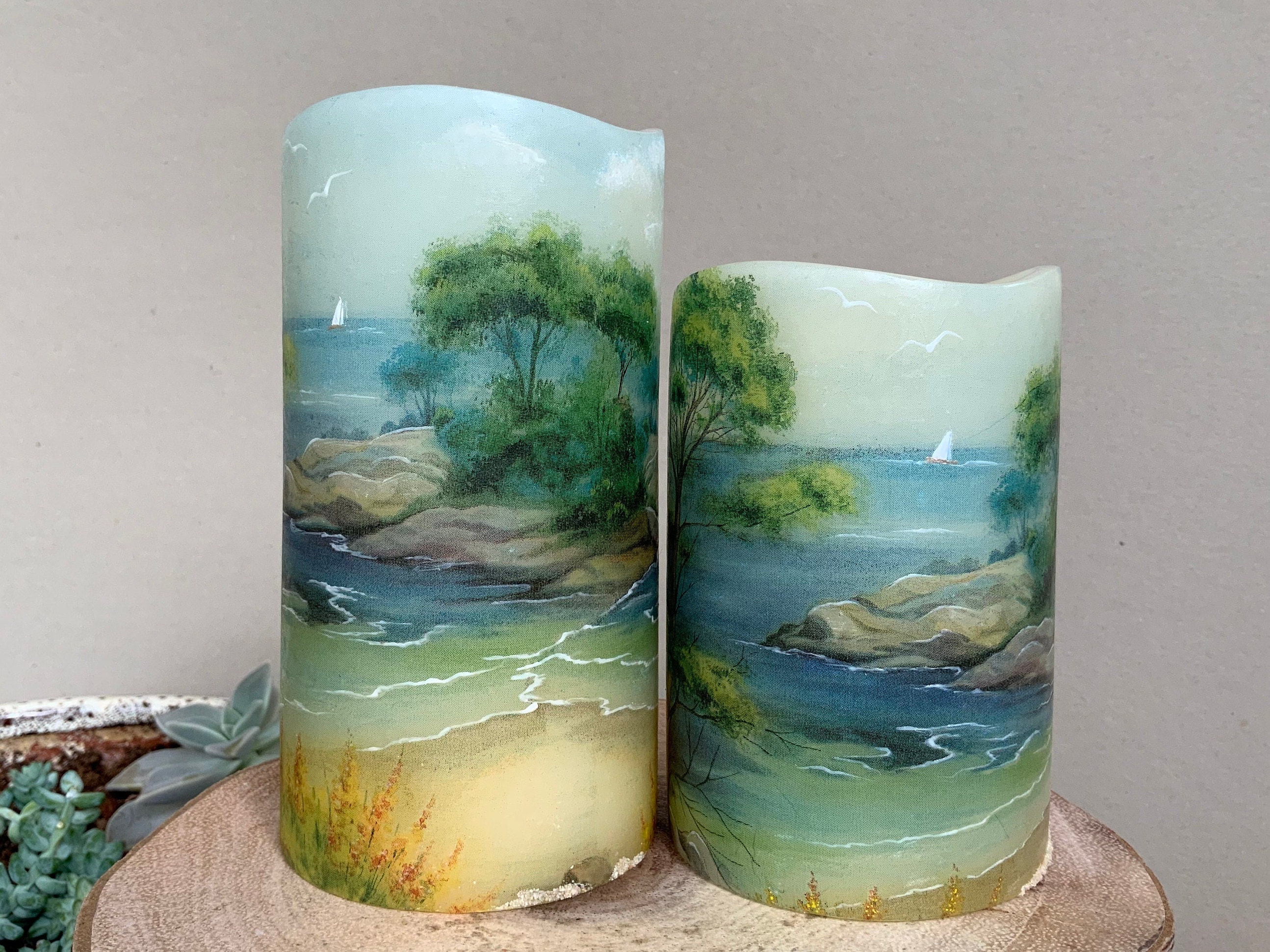 LED Candle "summer Dream" - Sea Themed Pillar Candle - Landscape ...