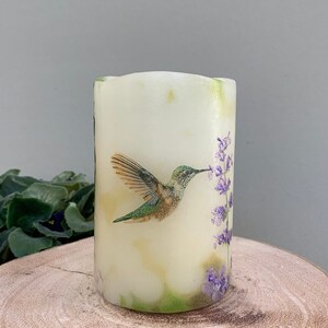 LED Candle "hummingbird in the Nature" - Floral Art Pillar Candles ...