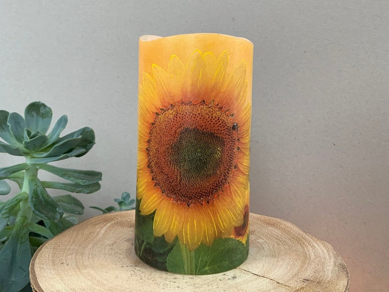 LED Candle "sunflower Fields" - Floral Summer Pillar Candle - Family ...