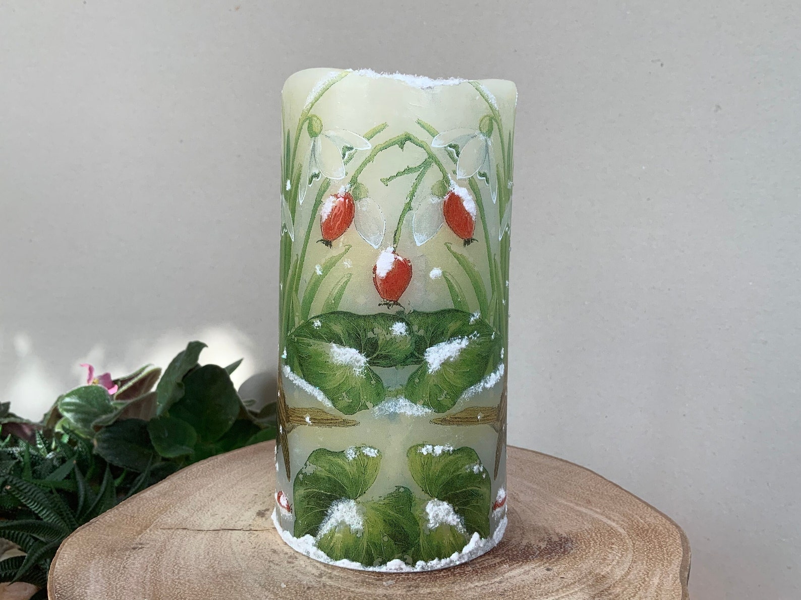 LED Candle "spring is Here" - 3D Effect - Wax Pillar Candle - Gift ...