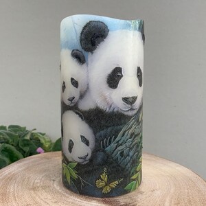 LED Candle "panda Family" - Black and White - Flameless Wax Art Candles ...