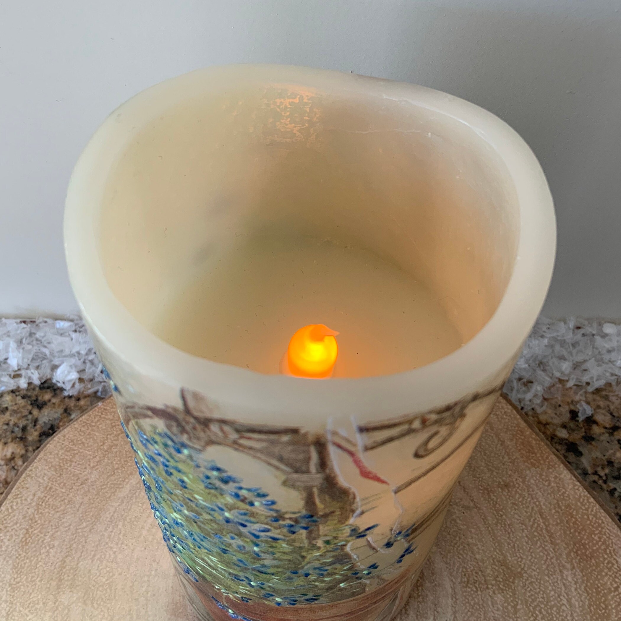 LED Candle "flower Pot" - Floral Pillar Candle With 3D Hand Painted ...