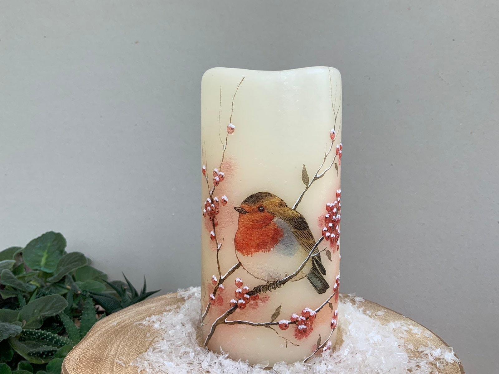 LED Candle "red Robin Bird" 3D Effect - Wax Pillar Candle - Gift ...