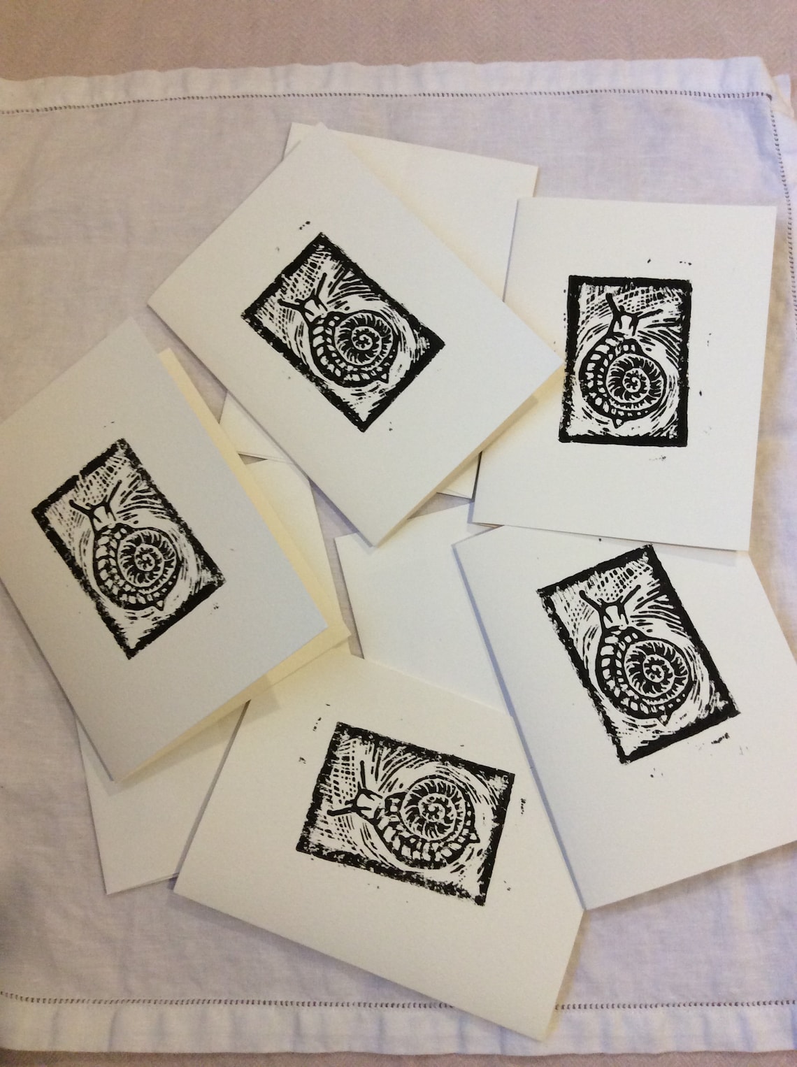 Snail Cards Hand Printed Woodcut Cards | Etsy