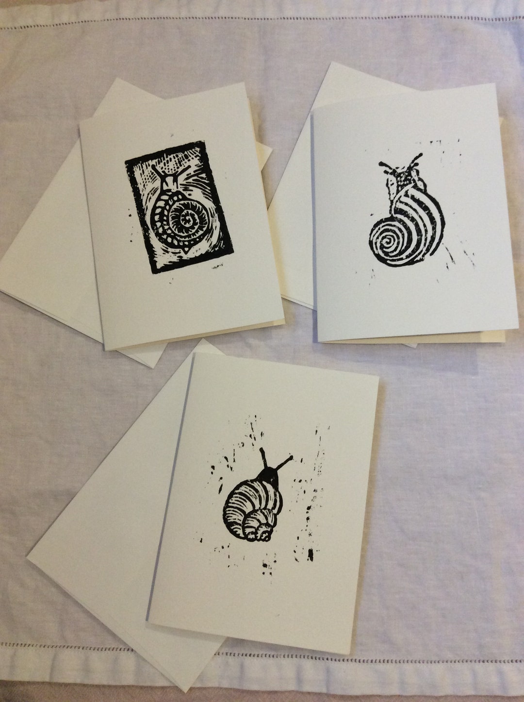 Snail Cards - Hand Printed Woodcut Cards - Etsy