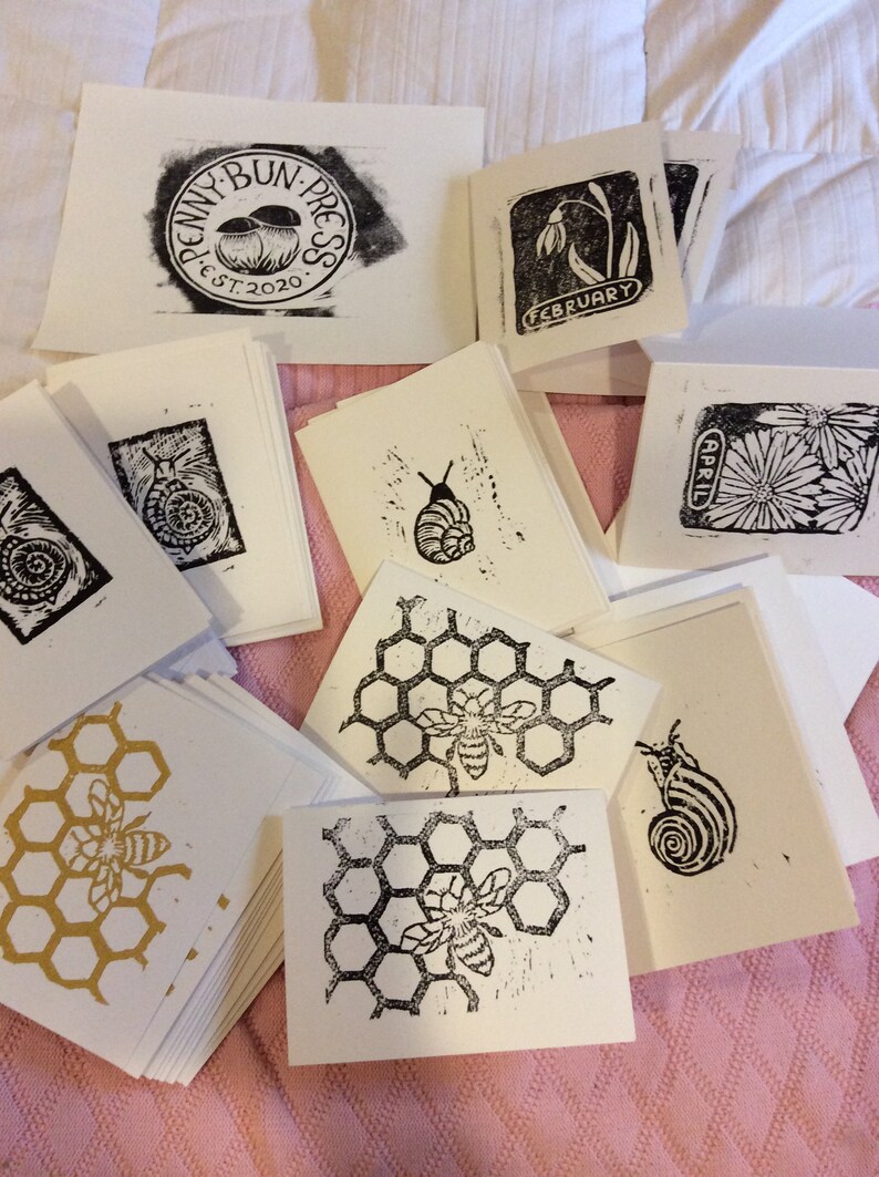 Snail Cards Hand Printed Woodcut Cards - Etsy
