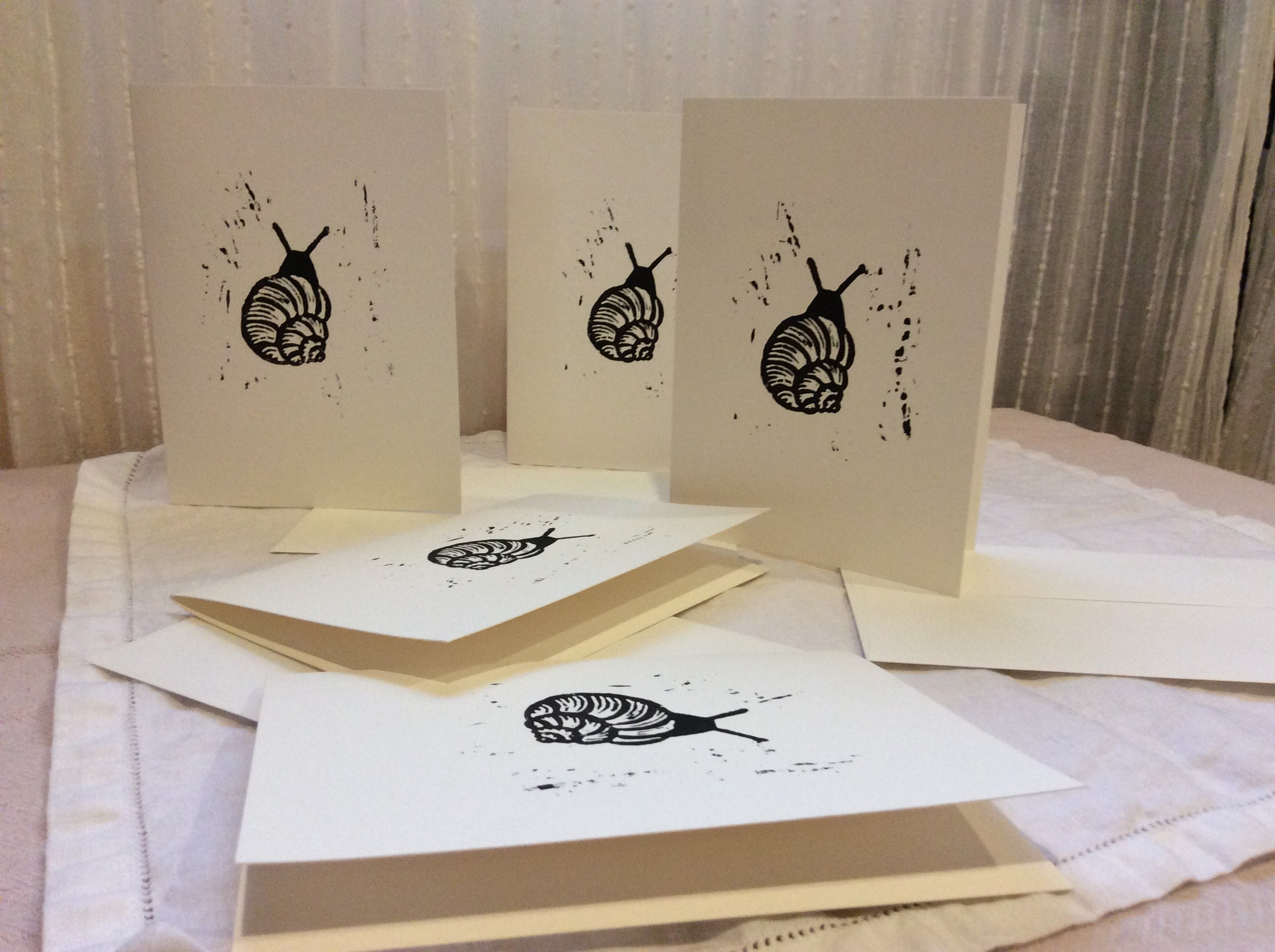 Snail Cards Hand Printed Woodcut Cards - Etsy