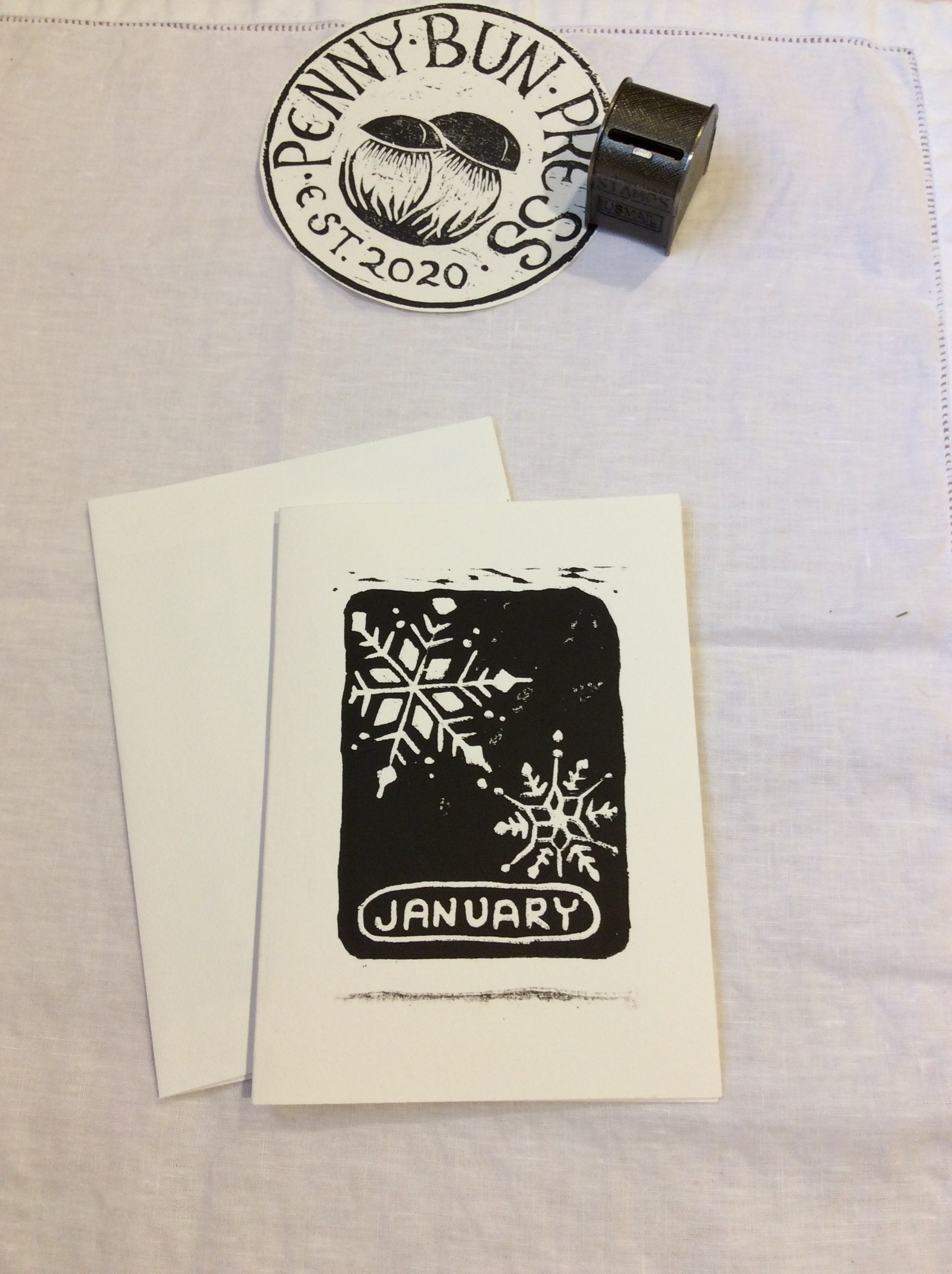 January to June Flower Month Cards - Woodcut Relief Block Hand-printed ...