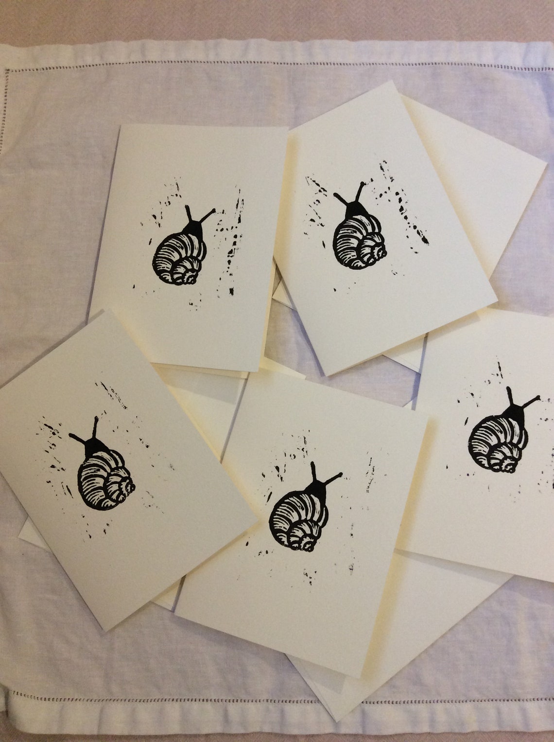 Snail Cards Hand Printed Woodcut Cards - Etsy
