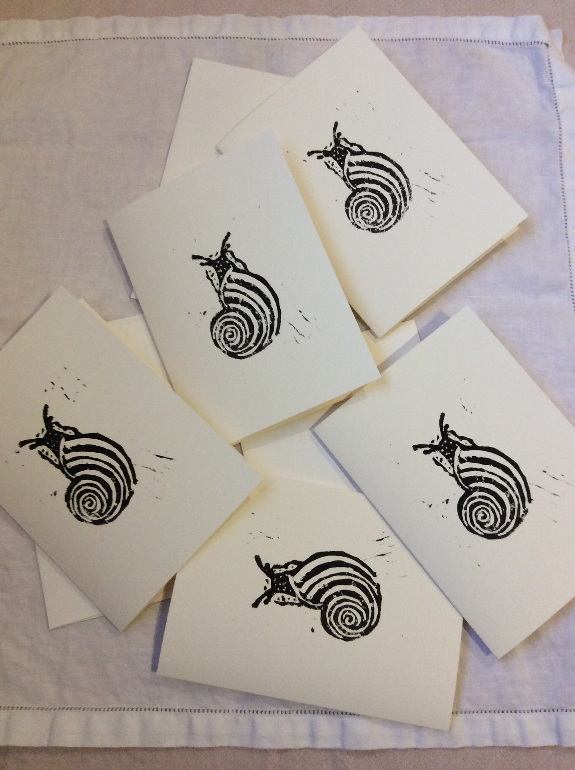 Snail Cards - Hand Printed Woodcut Cards - Etsy