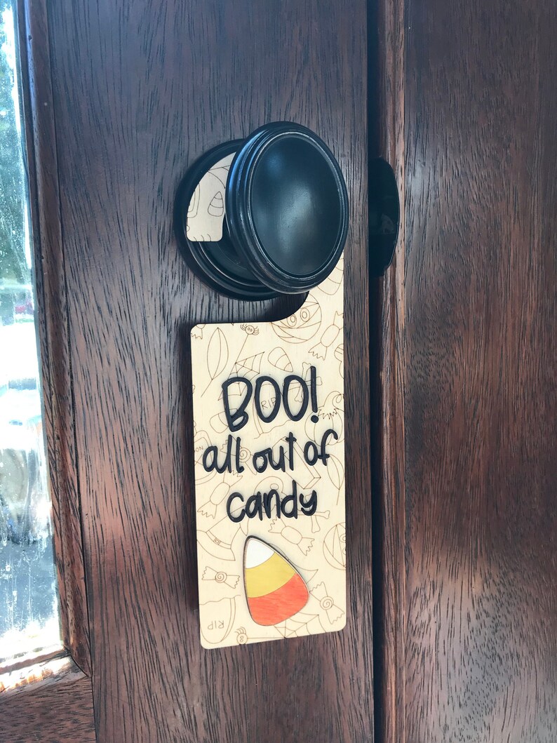 Out of Candy Door Sign Hanger Halloween No More Candy | Etsy