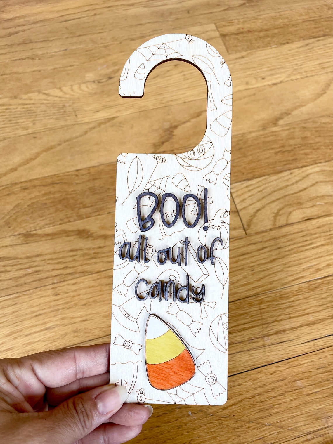 Out of Candy Door Sign Hanger Halloween No More Candy | Etsy