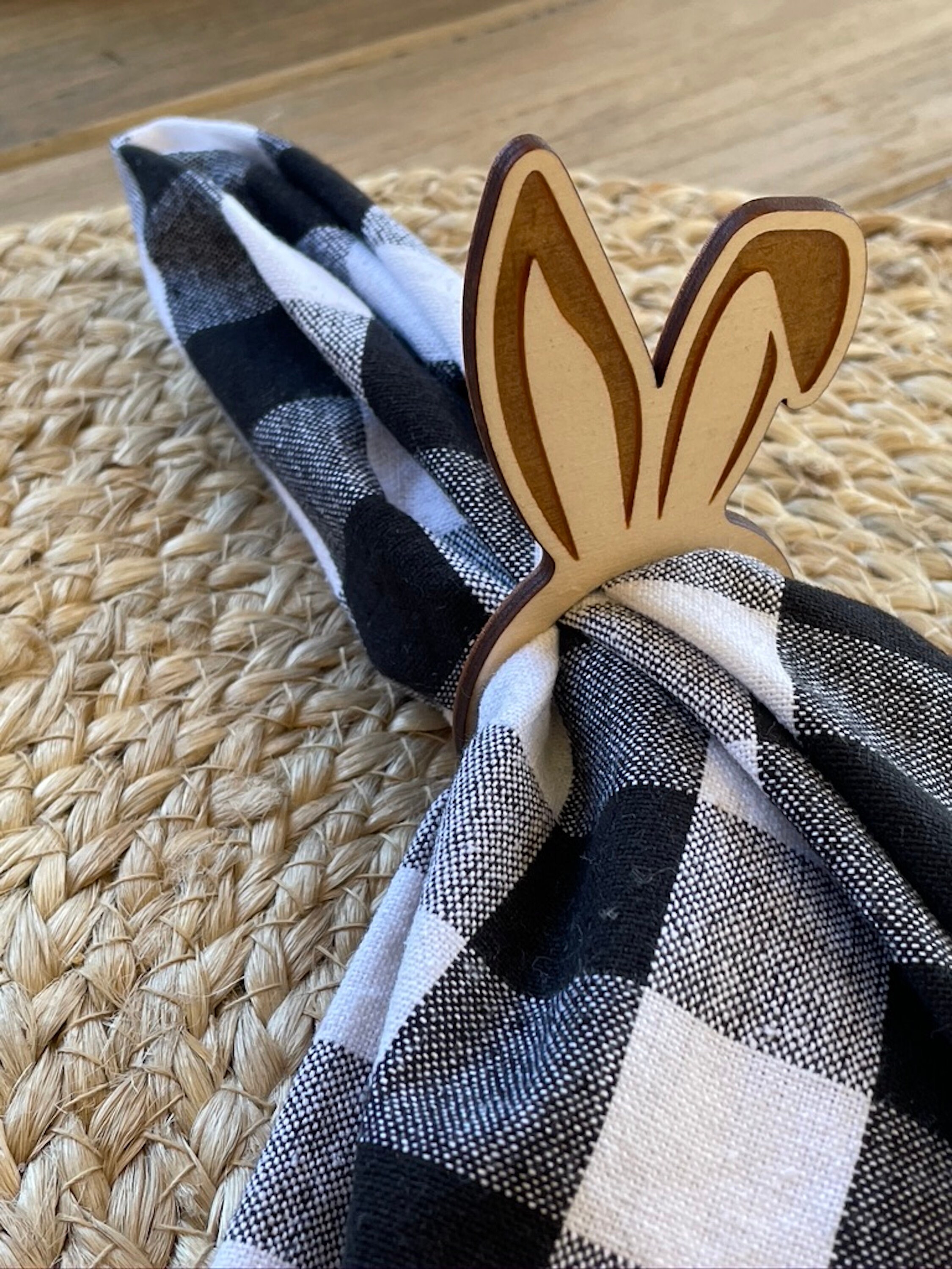 Set of 4 Wood Bunny Ear Napkin Rings | Table Decor | Easter Place ...