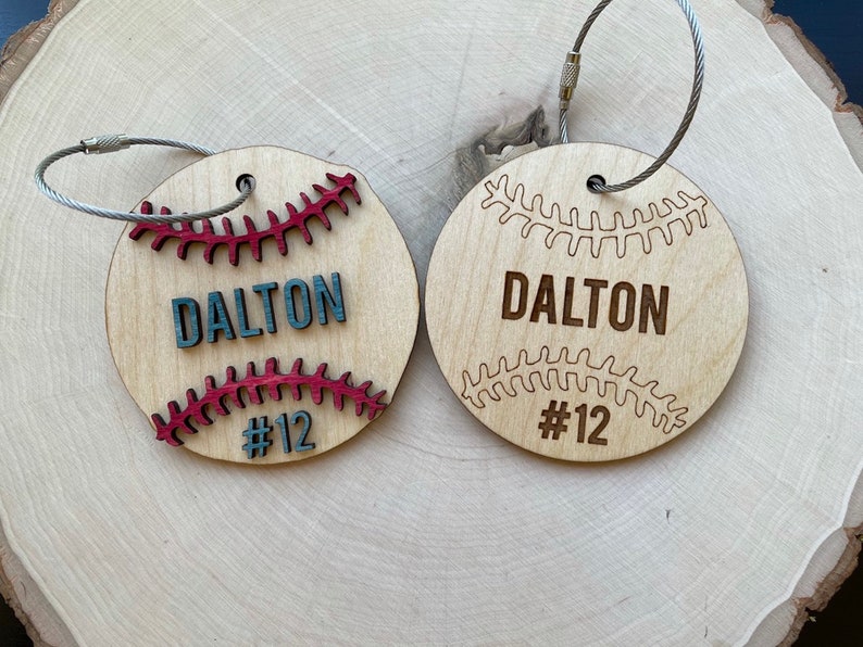 Baseball Bag Tag Baseball Wood Custom Personalized - Etsy