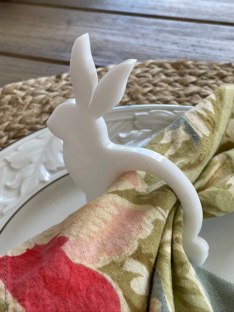 4 White Acrylic Bunny Ear Napkin Rings Easter Table Decor - Etsy
