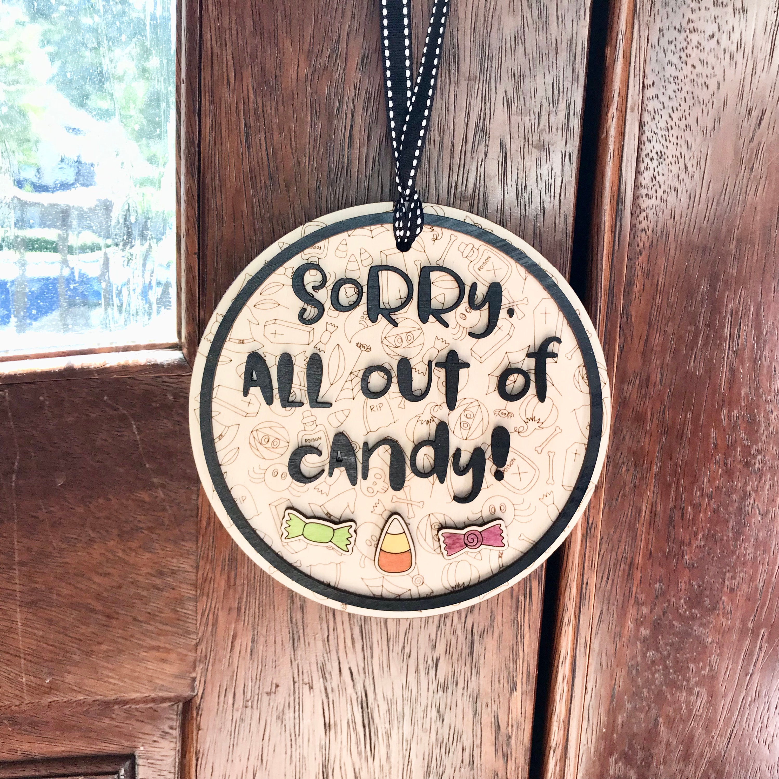 Out of Candy Door Sign Hanger Halloween No More Candy | Etsy