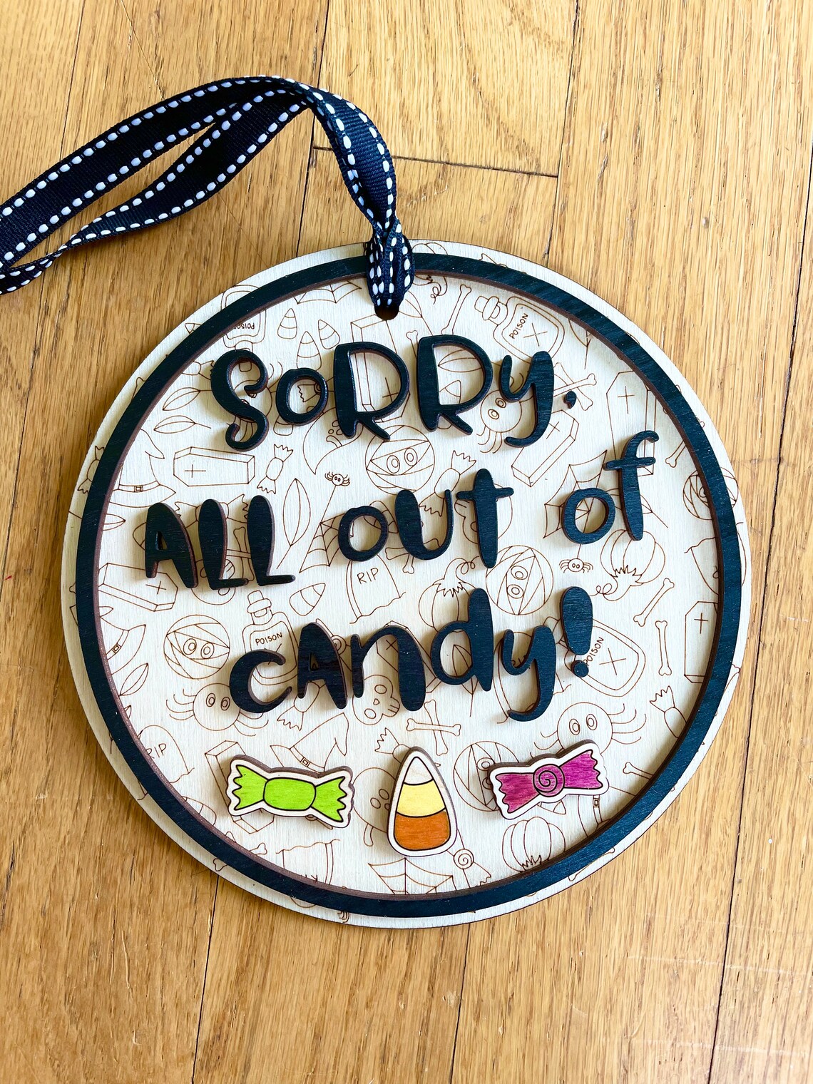 Out of Candy Door Sign Hanger Halloween No More Candy - Etsy