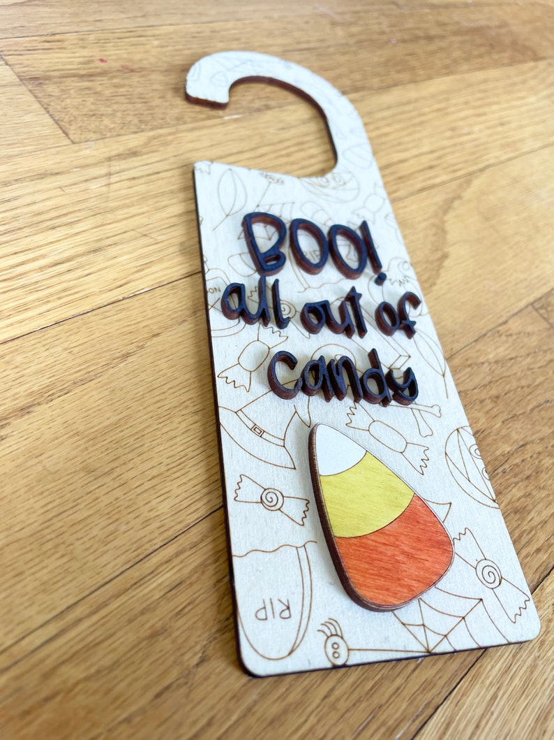 Out of Candy Door Sign Hanger Halloween No More Candy | Etsy