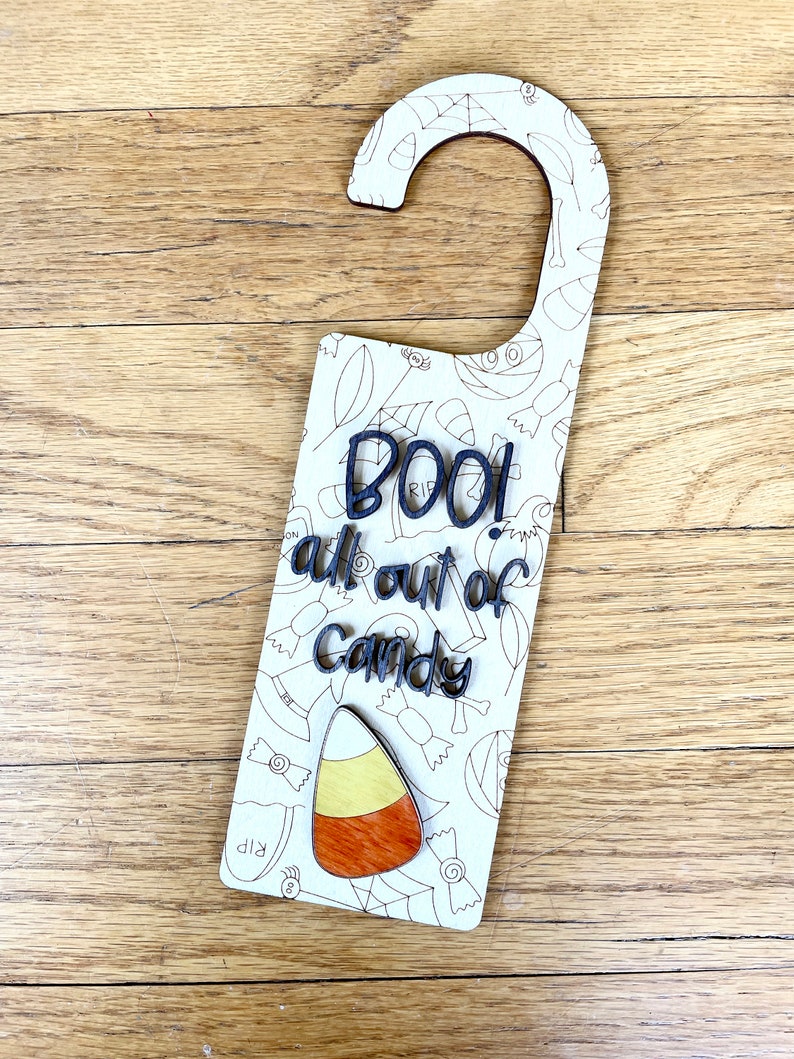 Out of Candy Door Sign Hanger Halloween No More Candy | Etsy