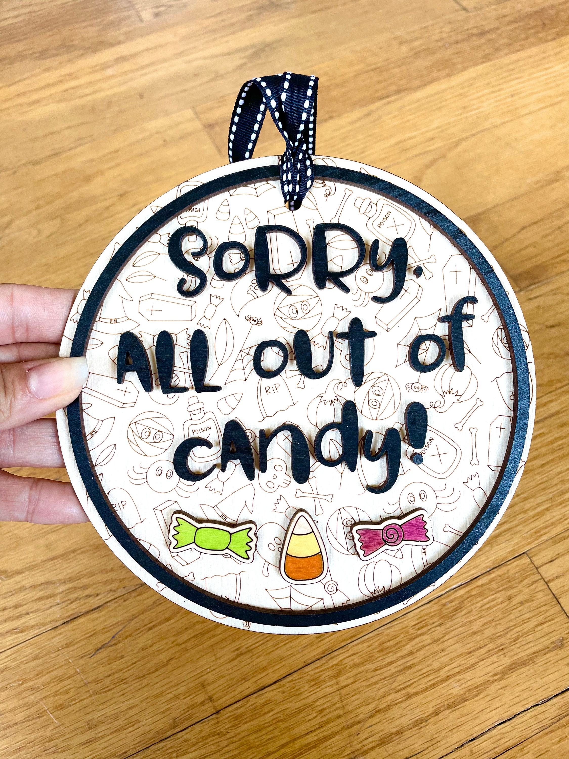 Out of Candy Door Sign Hanger Halloween No More Candy - Etsy