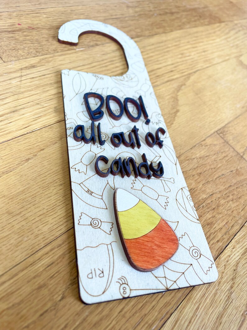 Out of Candy Door Sign Hanger Halloween No More Candy | Etsy