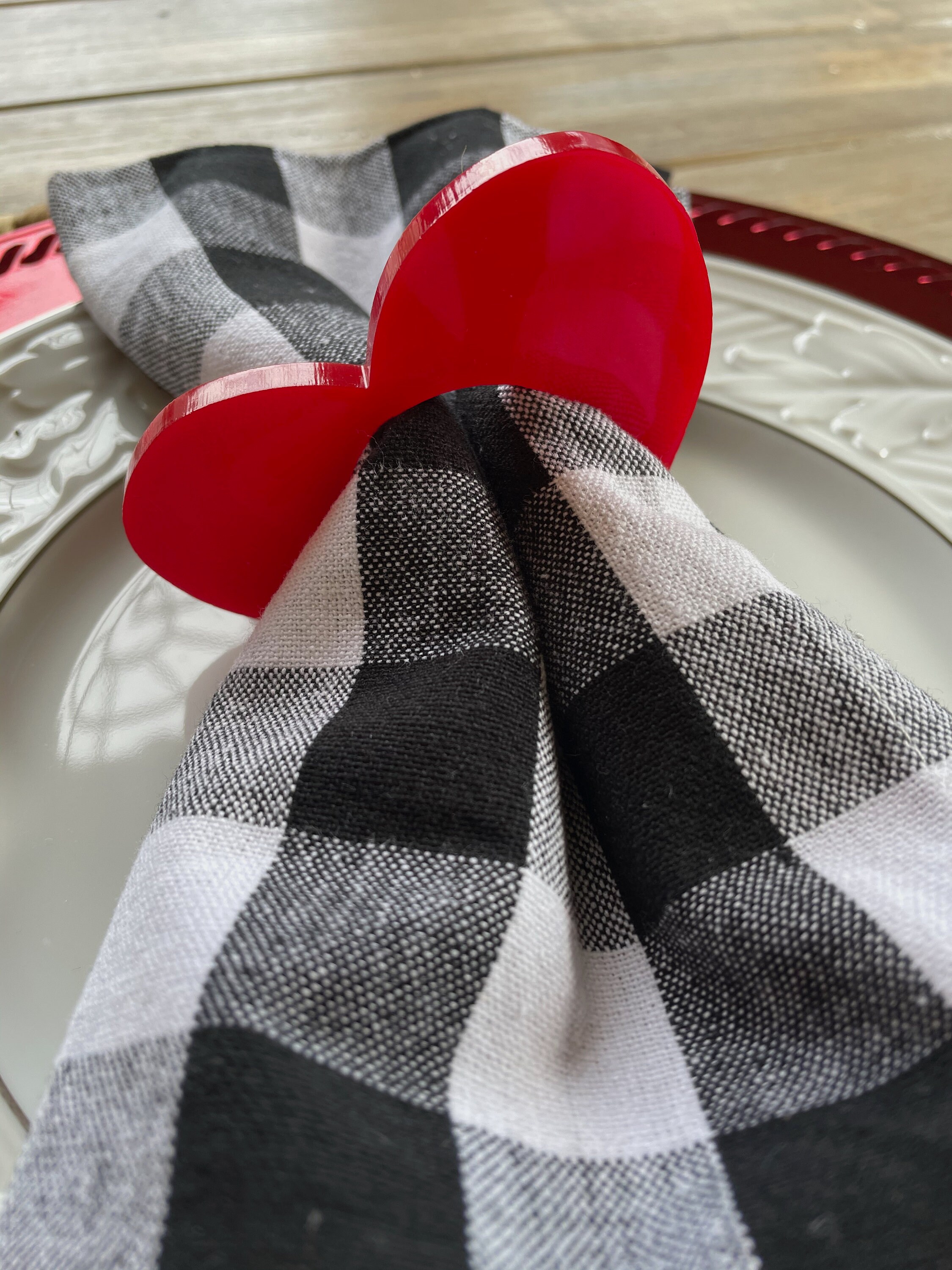 4 Acrylic Heart Napkin Rings | Valentine | Table Decor | Place Setting ...