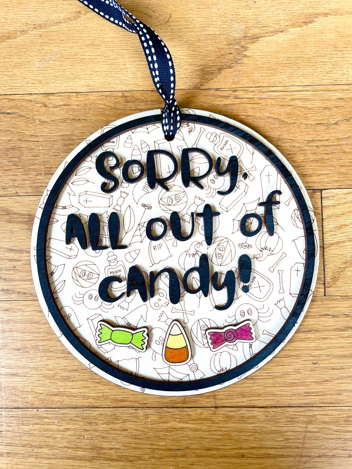 Out of Candy Door Sign Hanger Halloween No More Candy | Etsy