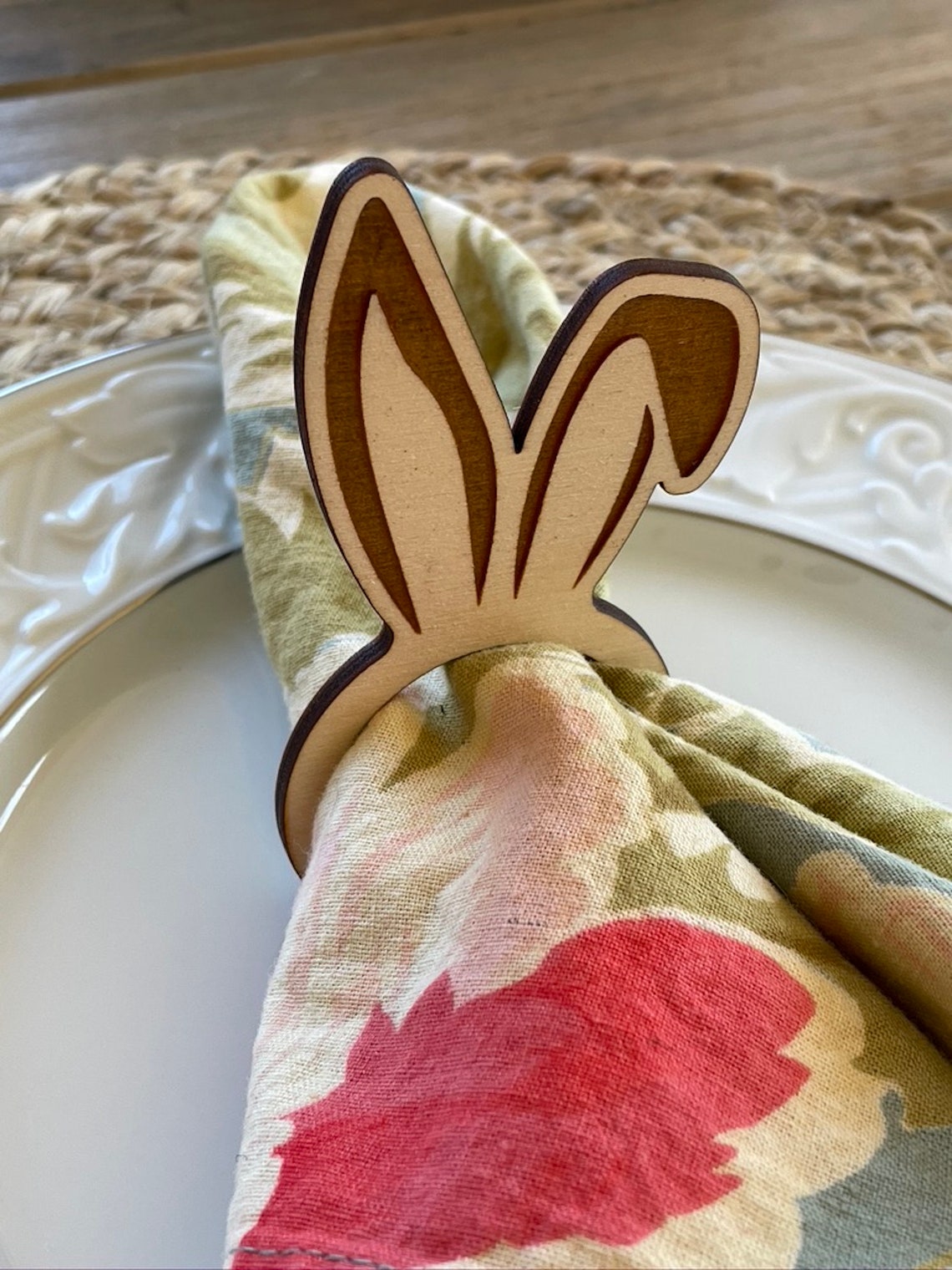 Set of 4 Wood Bunny Ear Napkin Rings Table Decor Easter - Etsy