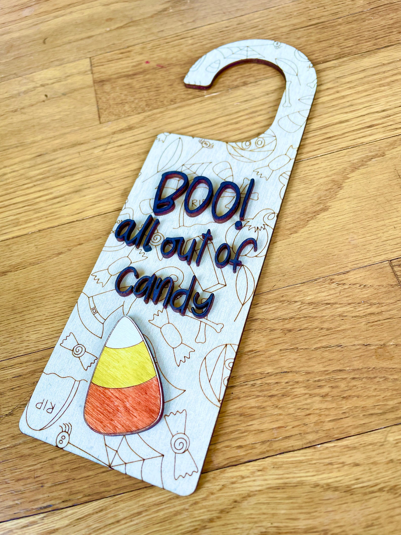 Out of Candy Door Sign Hanger Halloween No More Candy | Etsy