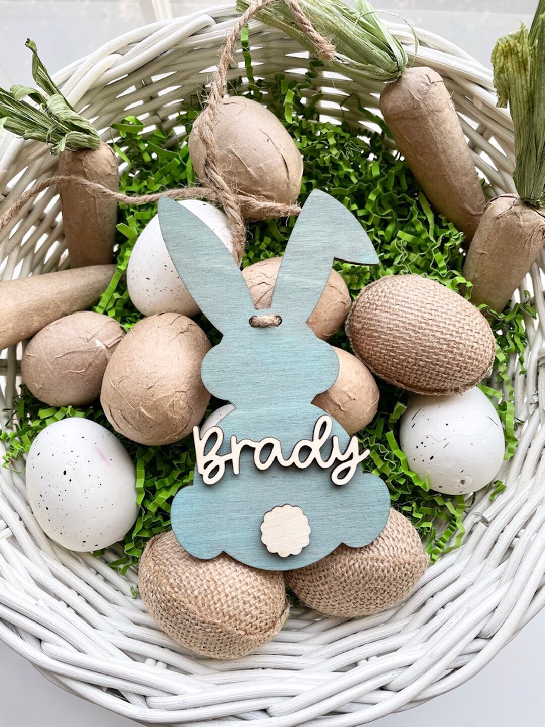 Bunny Easter Basket Tag | Bunny | Wood | Easter | Personalized | Name ...
