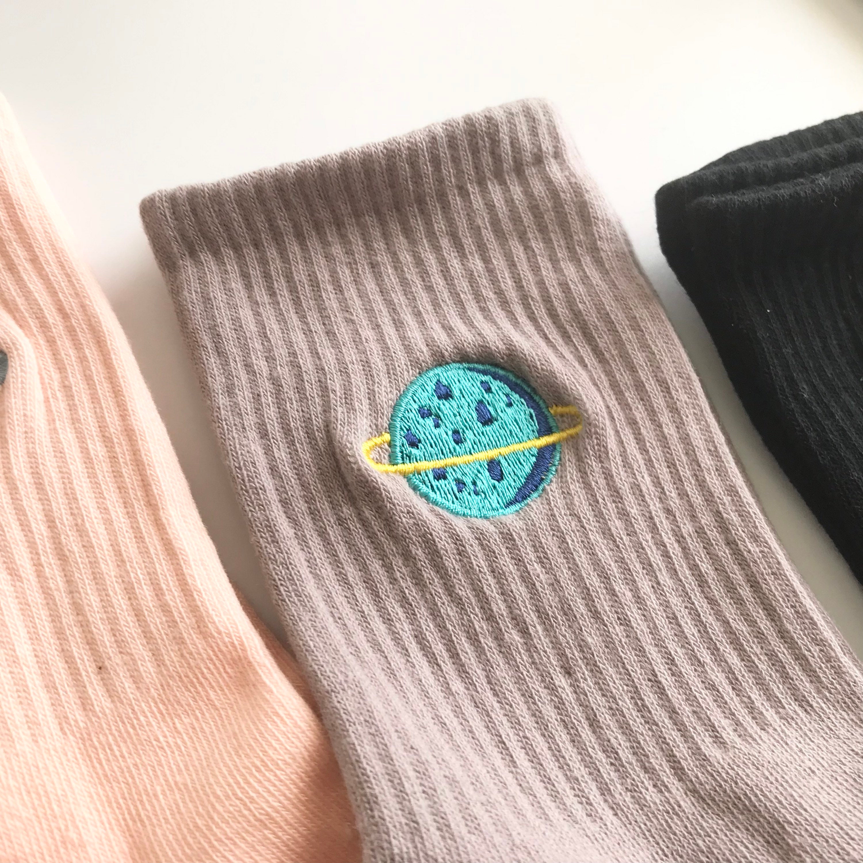 Planet Socks Universe Socks Crew Socks Novelty Socks Women | Etsy