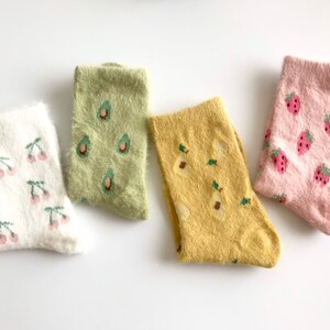 Strawberry Socks, Avocado Socks, Fuzzy Socks, Fluffy Socks, Women Socks ...