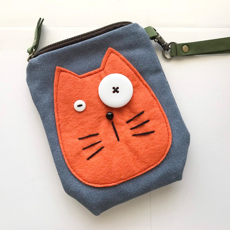 Cat Pouch Wristlet With Zippered Pouch Makeup Bag Mask - Etsy