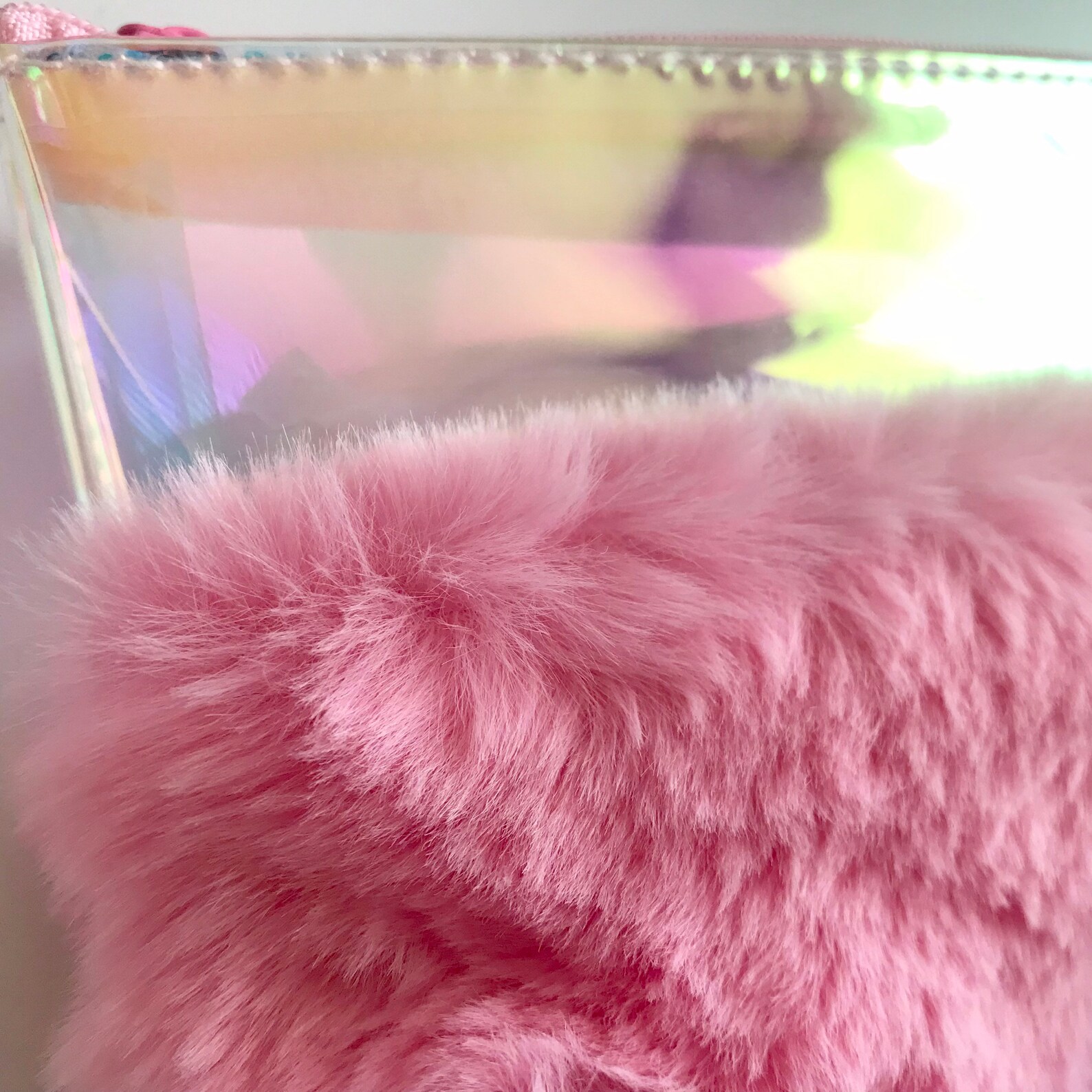 Holographic Pencil Bag Fuzzy Pen Pouch Cute Pencil Case - Etsy