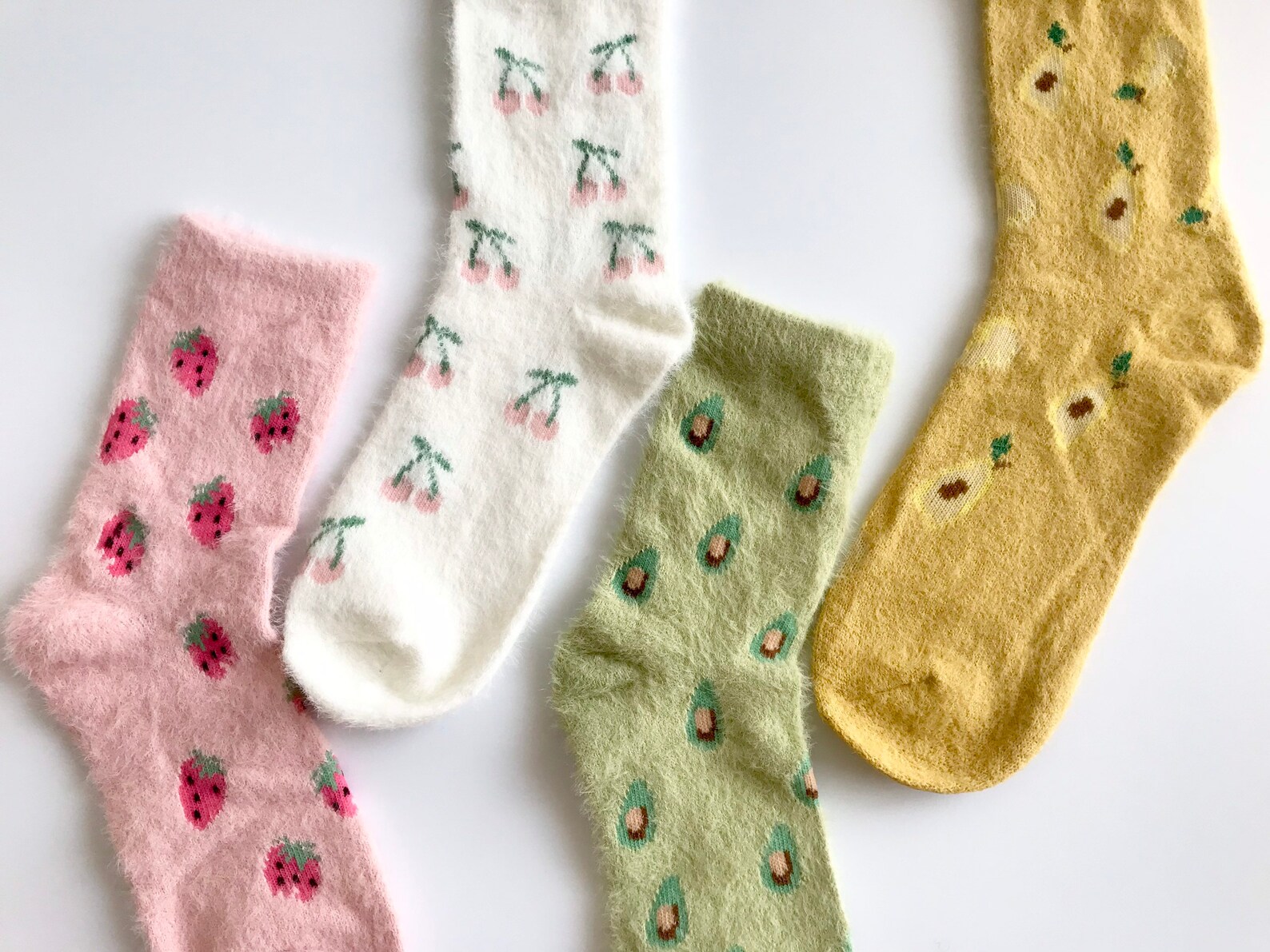 Strawberry Socks Avocado Socks Fuzzy Socks Fluffy Socks - Etsy