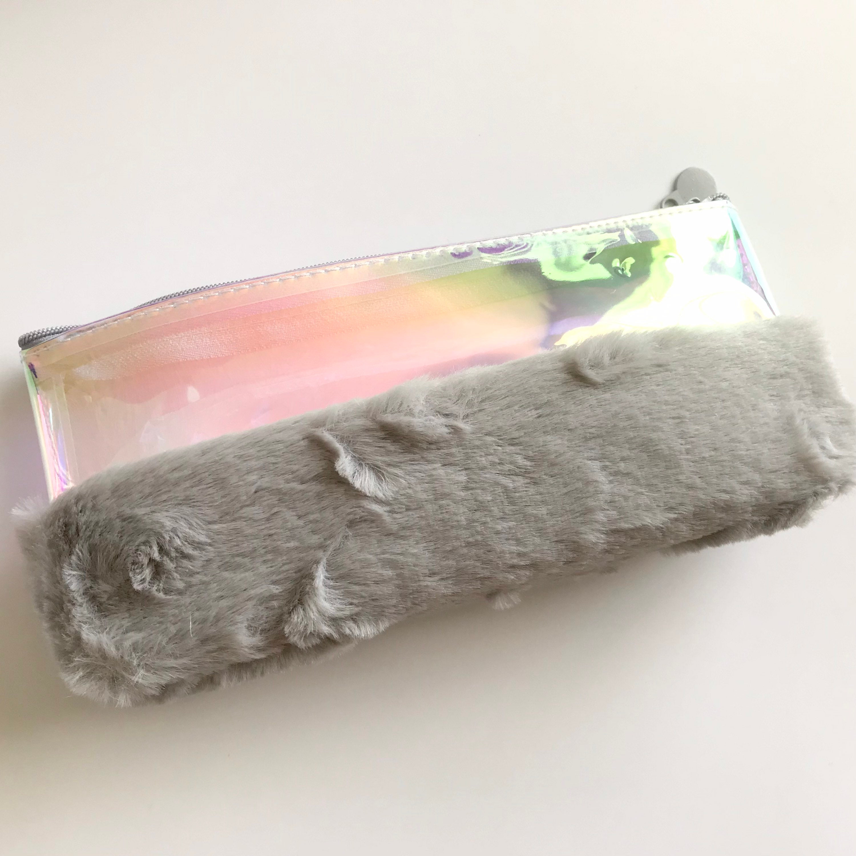 Holographic Pencil Bag Fuzzy Pen Pouch Cute Pencil Case - Etsy