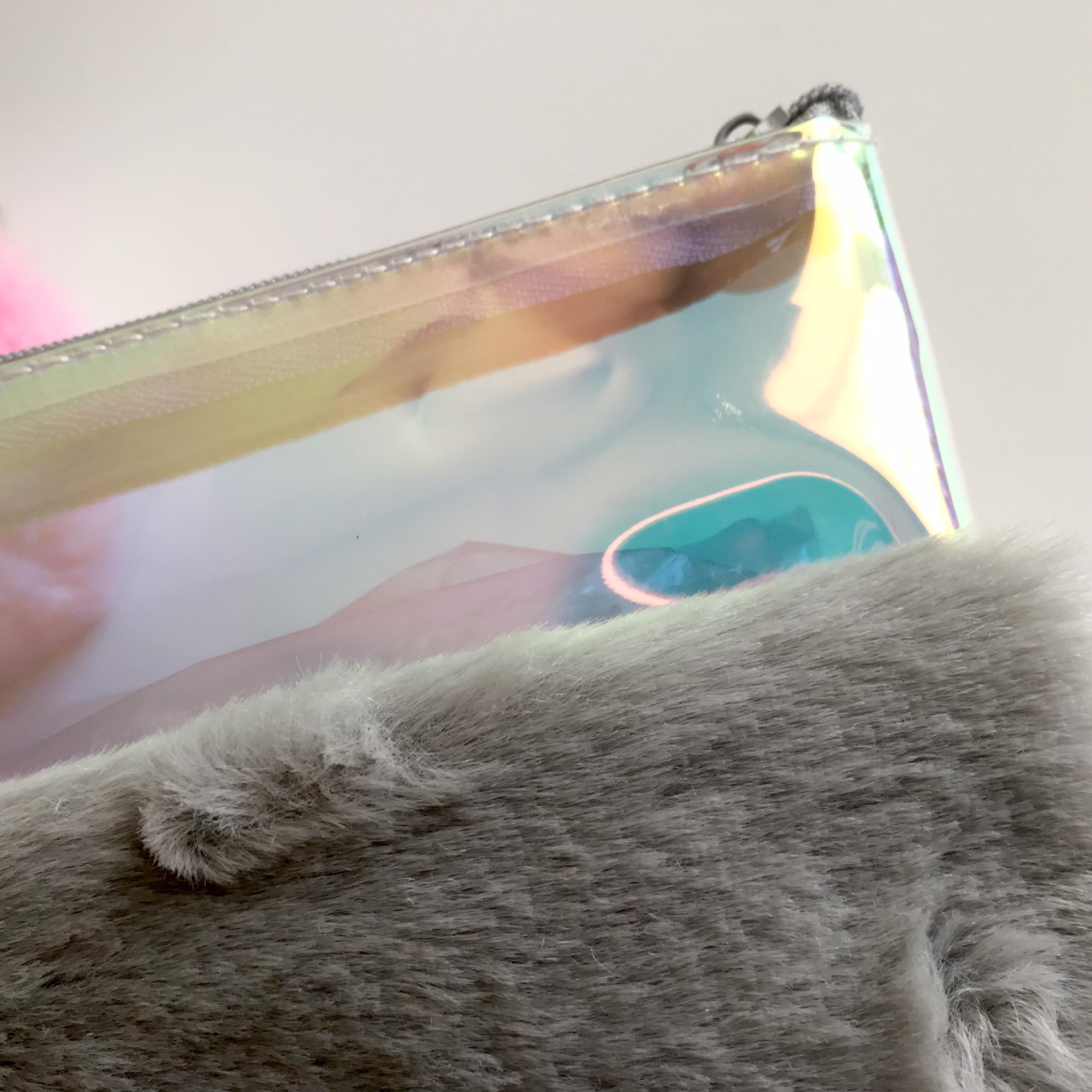 Holographic Pencil Bag Fuzzy Pen Pouch Cute Pencil Case - Etsy