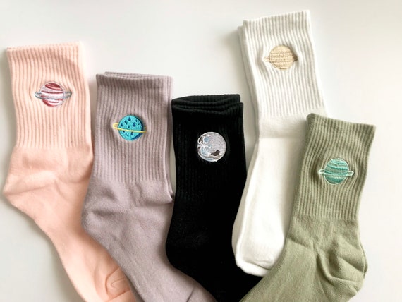 Planet Socks Universe Socks Crew Socks Novelty Socks Women | Etsy