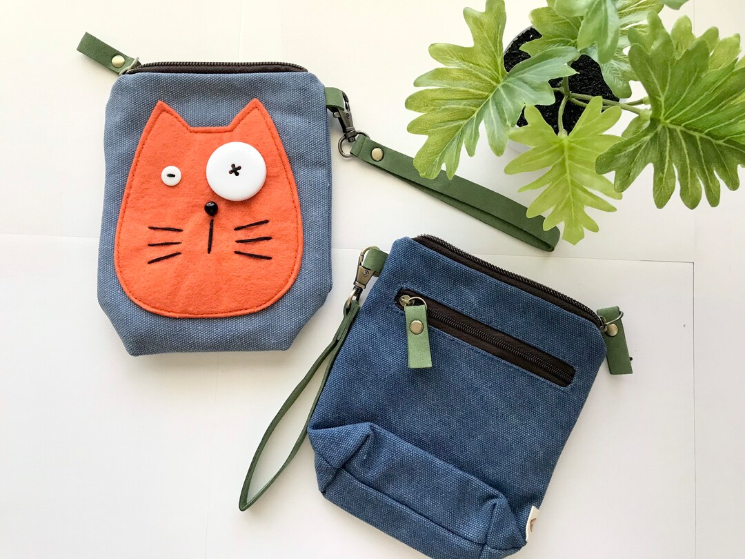 Cat Pouch, Wristlet With Zippered Pouch, Makeup Bag, Mask Organizer ...