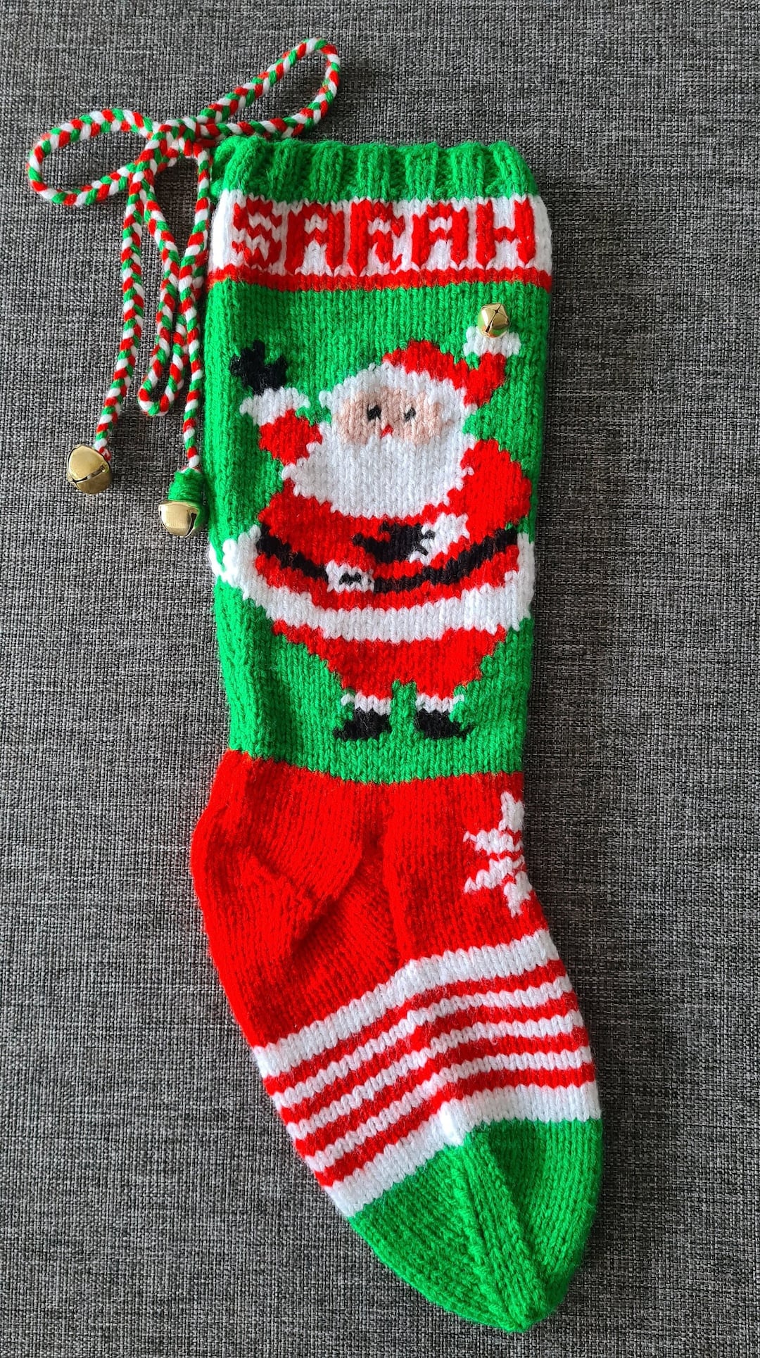 WAVING SANTA Christmas Stocking 146 Hand Knit: Personalized With Name ...