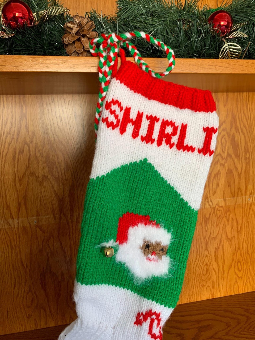 FUZZY Beard African American Santa Christmas Stocking Brown Black Santa ...