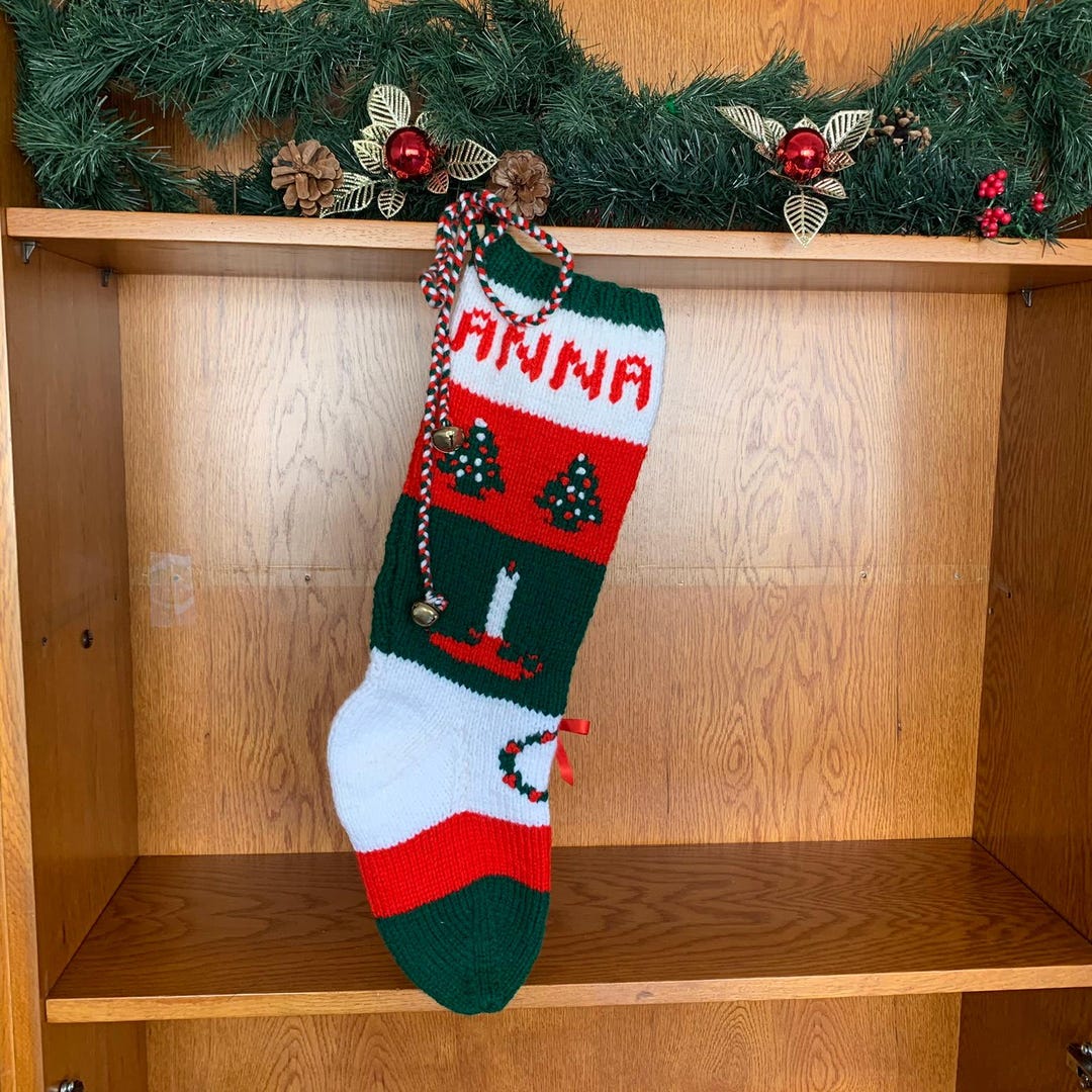 Classic Candlestick Color COMBO 014 Hand Knit Christmas Stocking ...