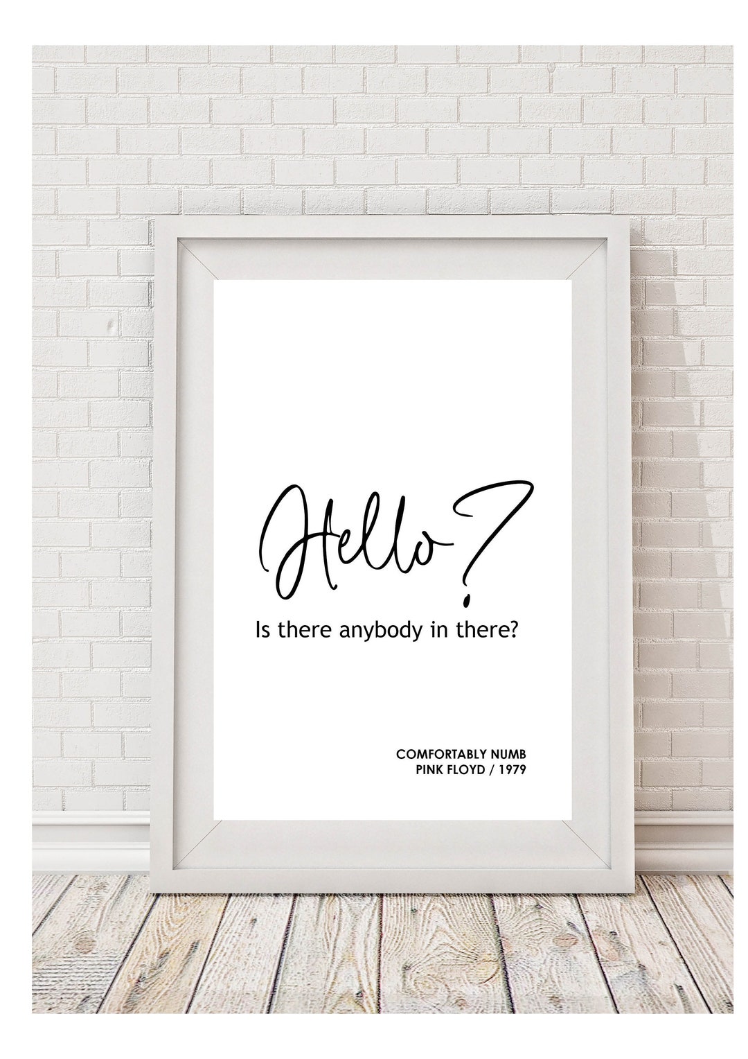 DIGITAL DOWNLOAD Iconic Lyrics Pink Floyd Print 'hello is There Anybody ...