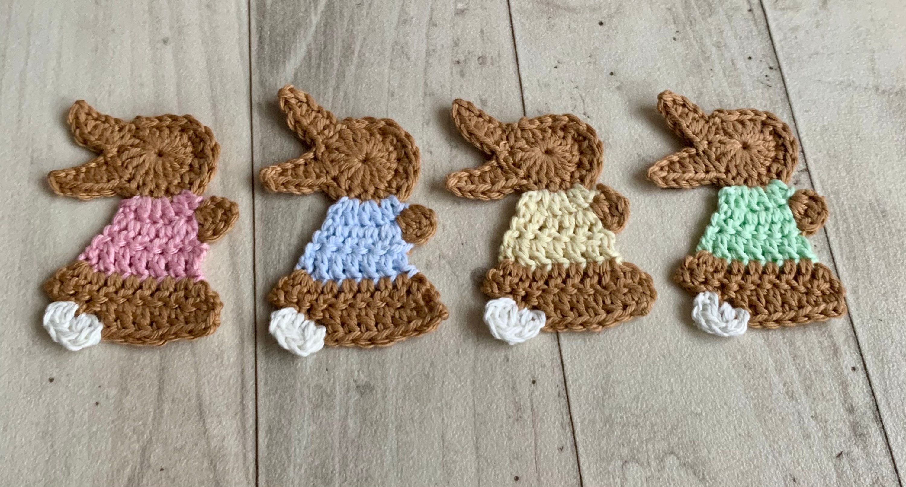 Crochet Rabbit Appliqué. Handmade Rabbits. Scrapbooking. - Etsy