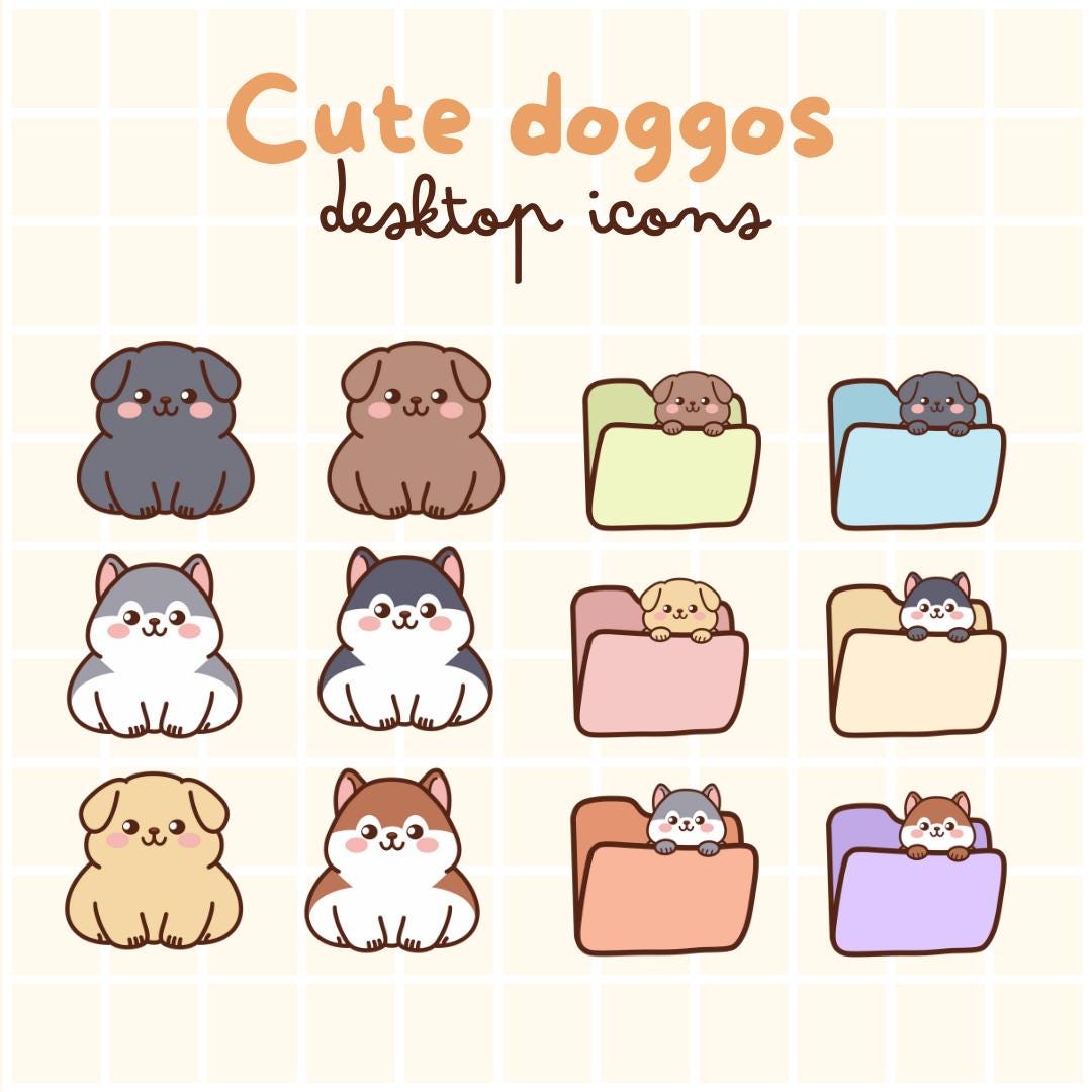 Cute Dog Folder Icons for Mac & Windows Desktop Organization and ...