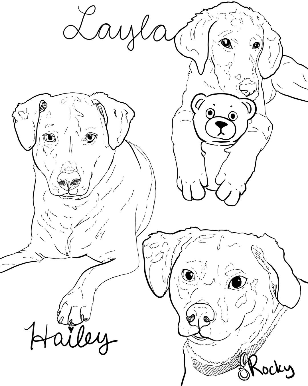 Pet Coloring Page, Custom - Your Cat, Dog, Frog, or Favorite Animal ...